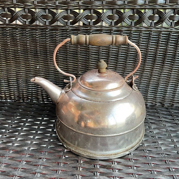 Vintage | Kitchen | Vintage Copper Kettle Farmhouse Country Wood Handle ...